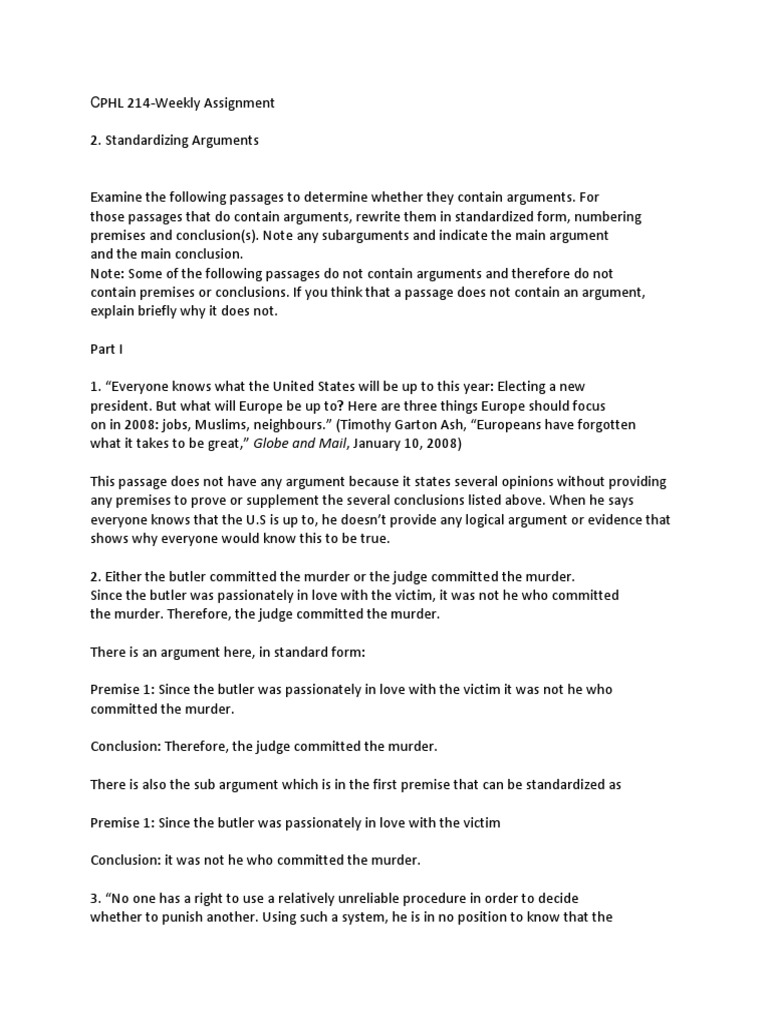 Standardizing Arguments in CPHL 214 | PDF | Argument | Censorship