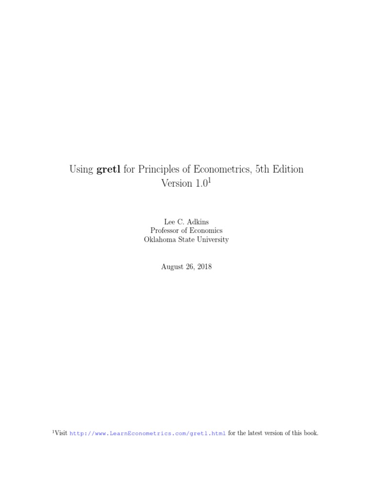Using Gretl Pdf Mathematical And Quantitative Methods Economics