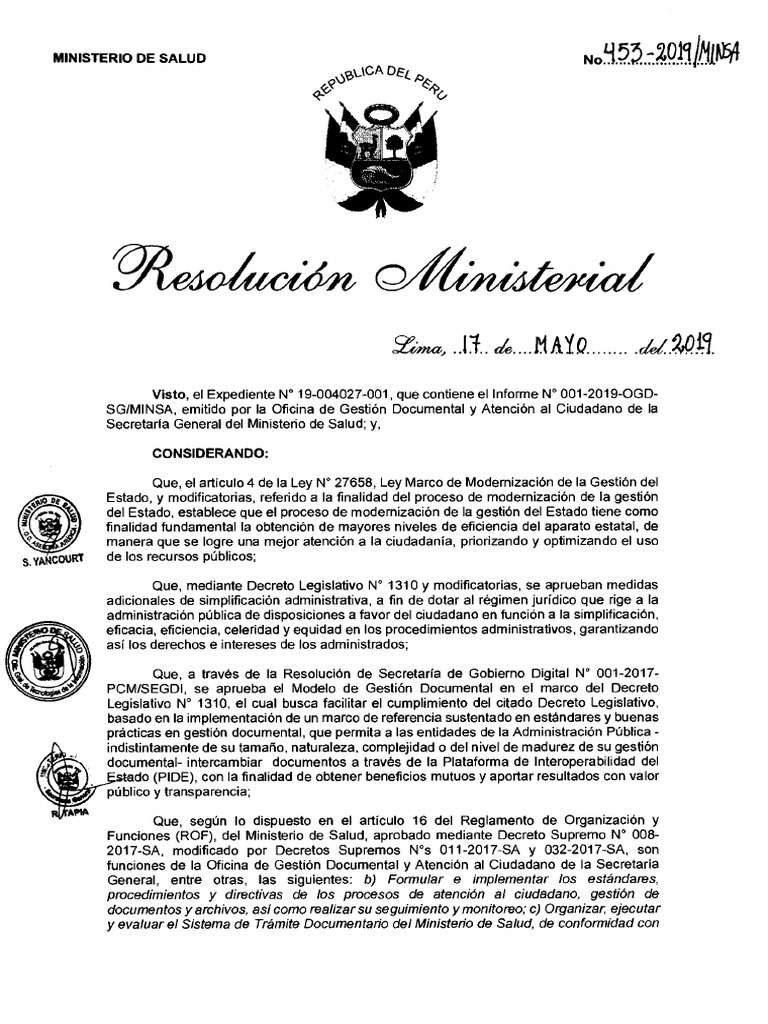 RM - 453 2019 Minsa | PDF