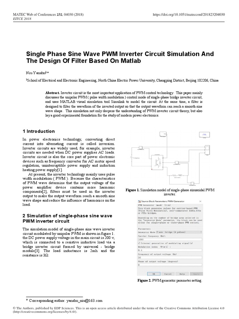 Single Phase Sine Wave PWM Inverter Circuit Simula | PDF | Power ...