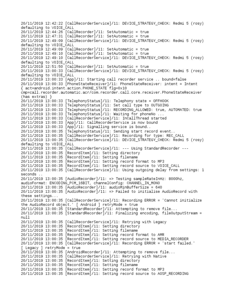 CallRecord Log | PDF | Filename | Mp3