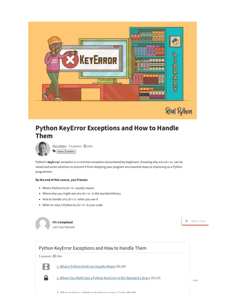 Python Keyerror Exceptions And How To Handle Them Real Python Pdf Computer Programming 4200