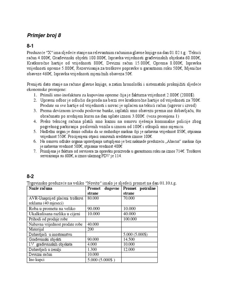 Zadaci Za VIII Rashodi I Prihodi | PDF