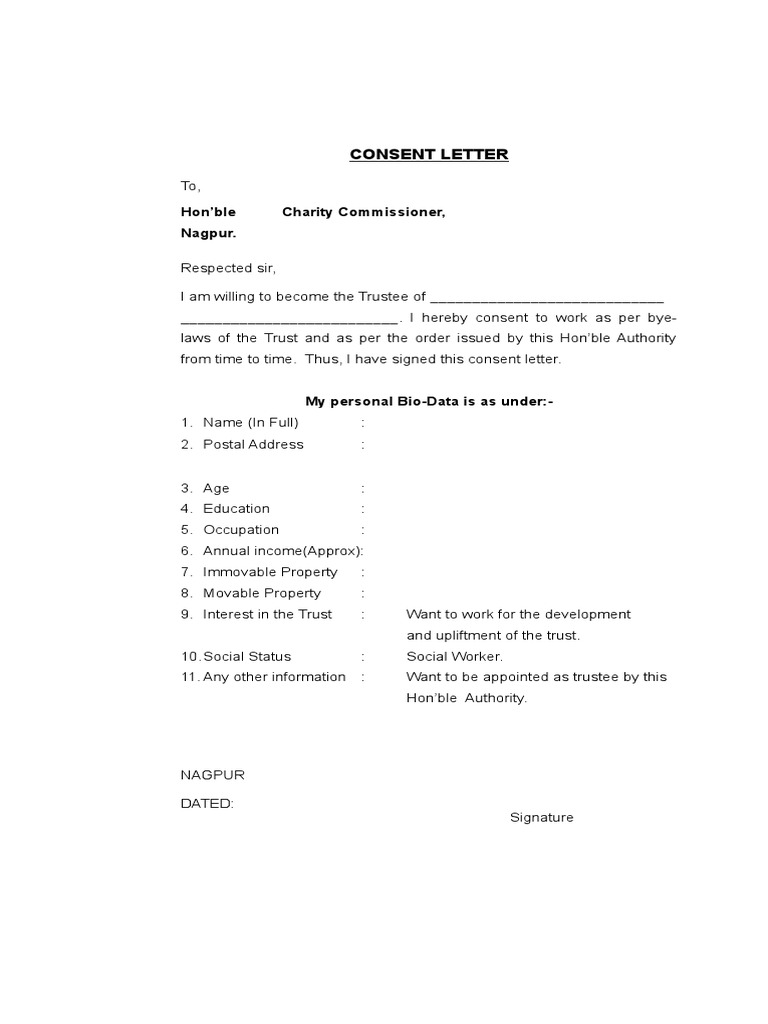 CONSENT English Letter Format 47 | PDF