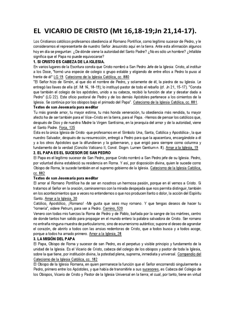 El Vicario de Cristo | PDF | Papa | Iglesia Católica