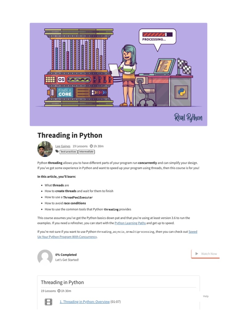 Threading In Python Real Python Download Free Pdf Thread Computing Python Programming