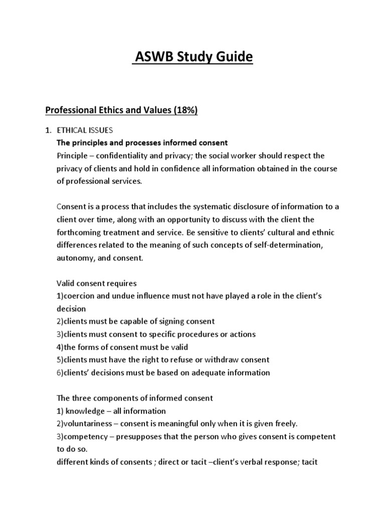 ASWB Study Guide-IV | Download Free PDF | Confidentiality | Autonomy