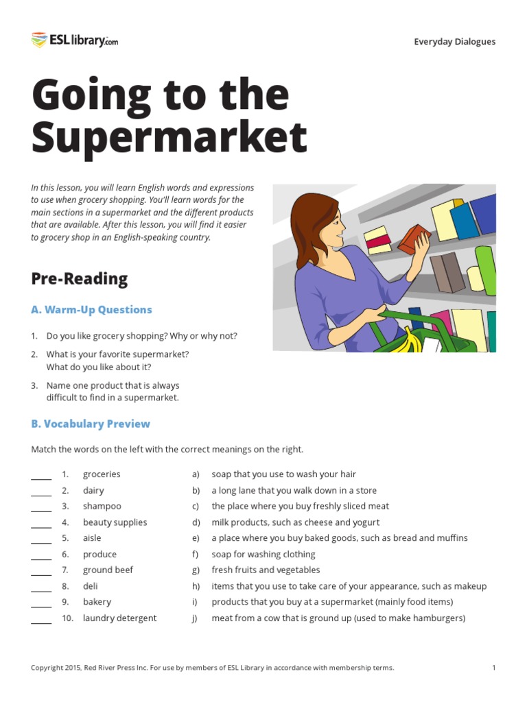 Going to the supermarket | Supermarket | Grocery Store