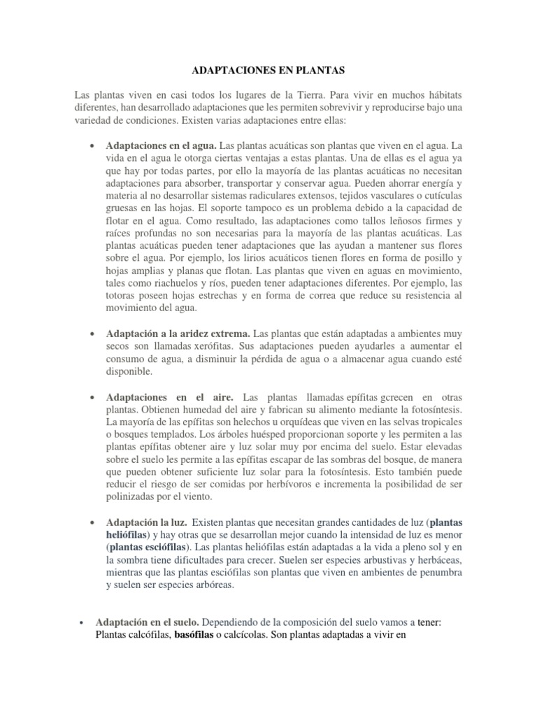 Adaptaciones de Plantas y Animales | PDF | Mimetismo | Plantas