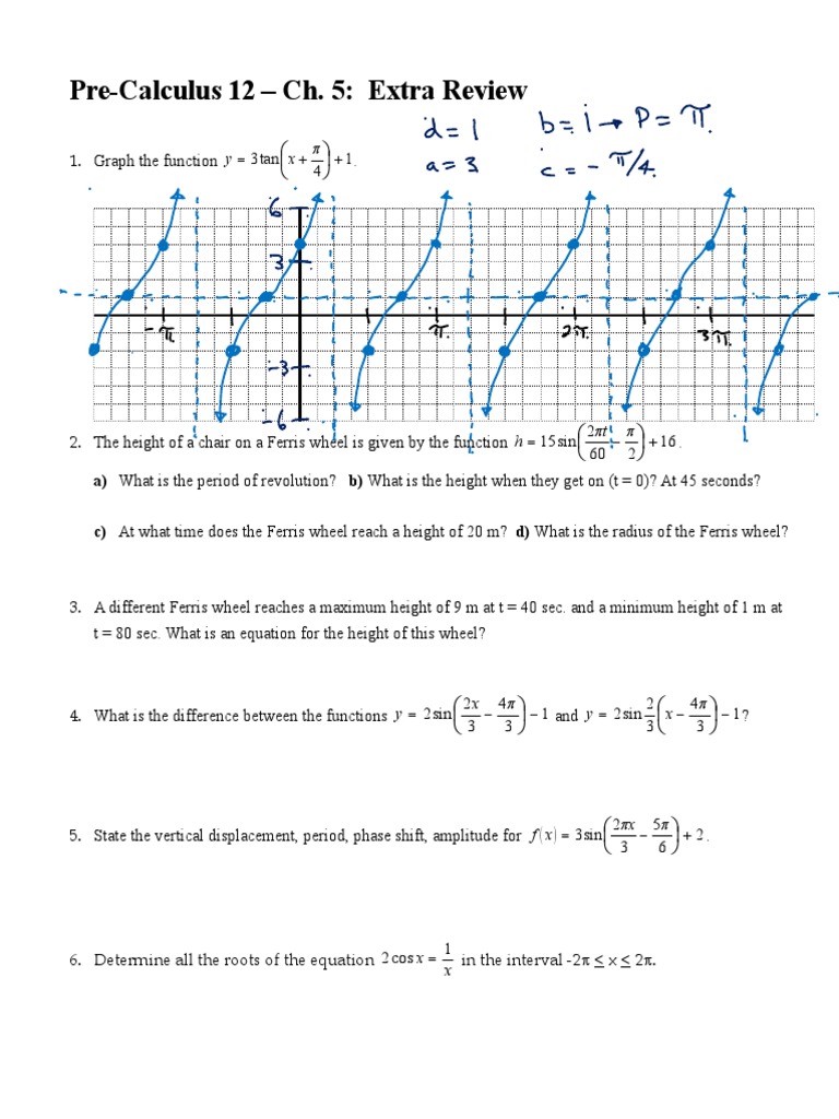 Solutions Graphs - Pre-Calculus 12 - Ch. 5 - Extra Review | PDF ...