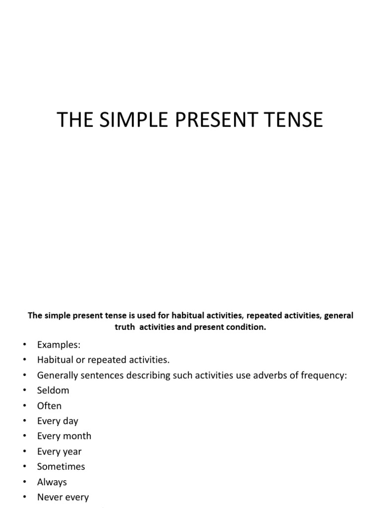 The Simple Present Tense (Unit 1) | PDF | Verb | Adverb