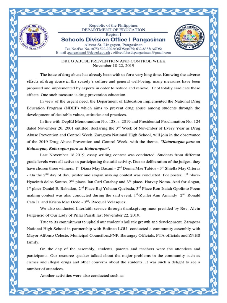 Dapc Week 2019 Report-Znhs | PDF | Public Sphere