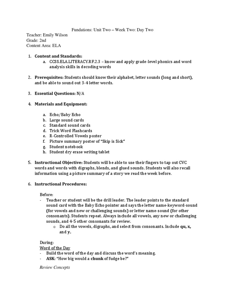 Unit Two - Week Two - Day 2 | PDF | English Language | Consonant