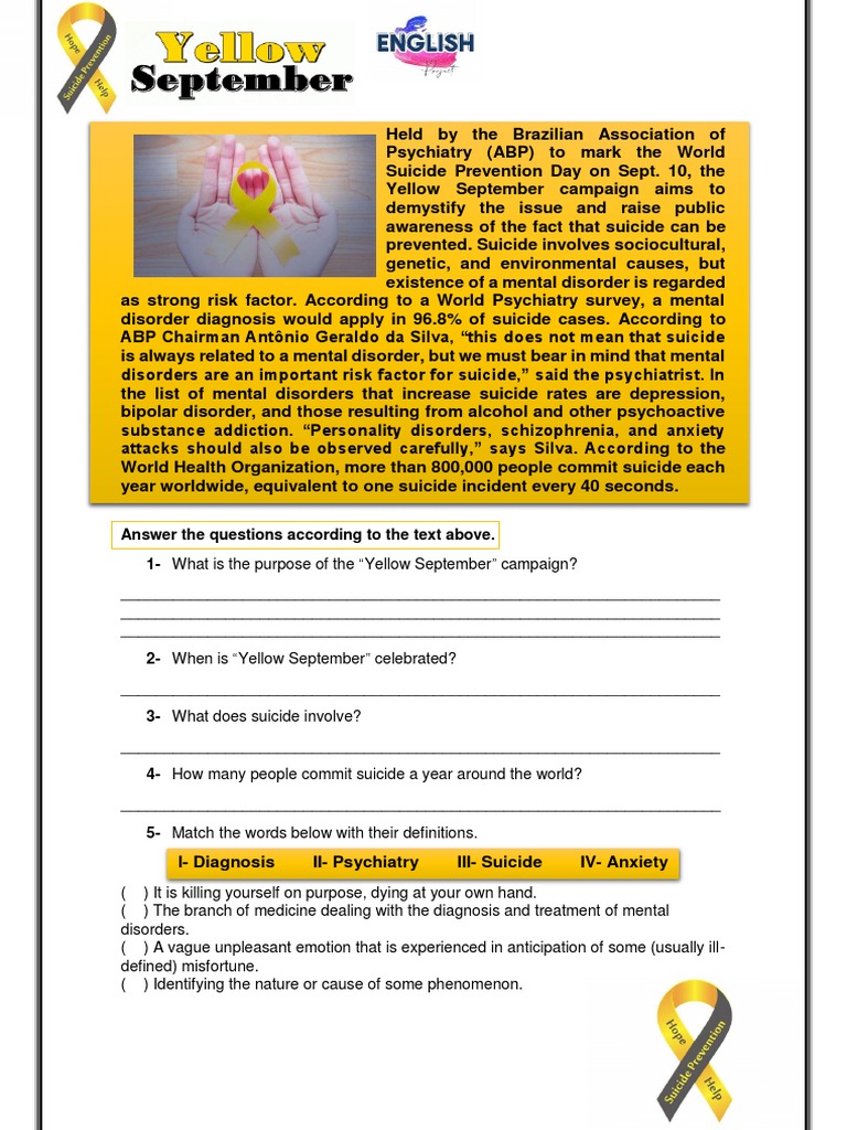 Yellow September | PDF | Mental Disorder | Suicide