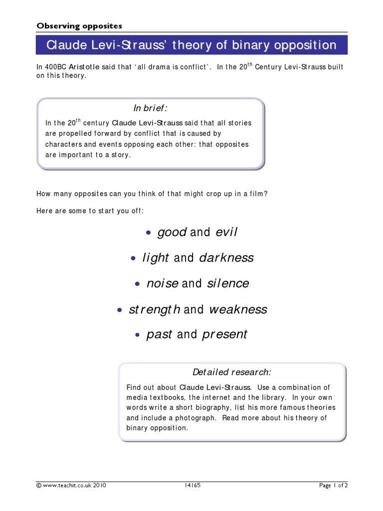 Binary Opposition | PDF | Philosophy | Young Adult