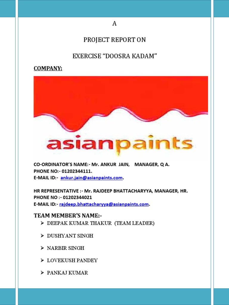Asian Paints Project Report Overview | PDF | Dividend | Logistics