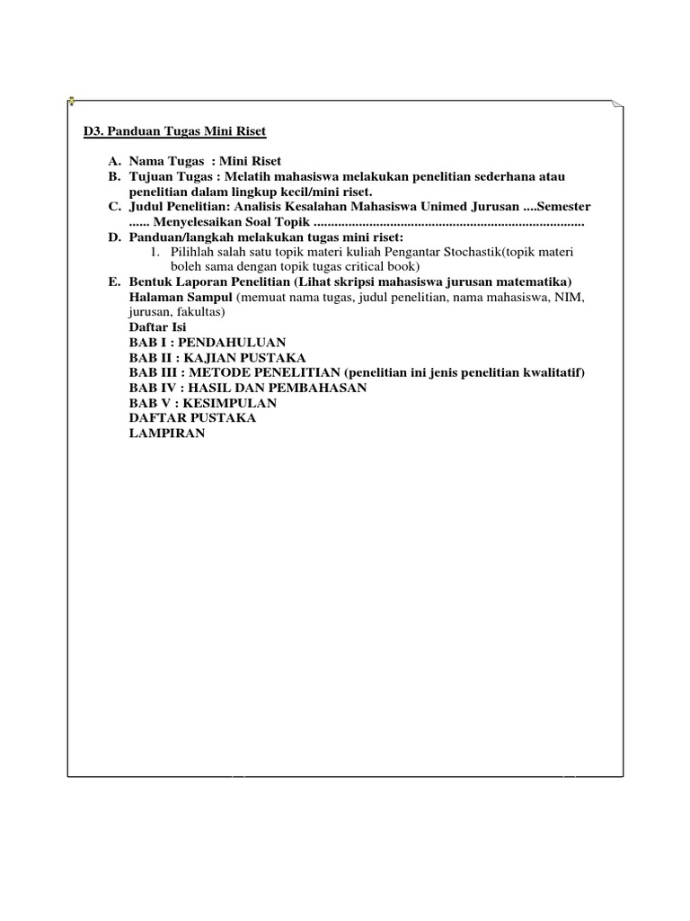 Format Dan Penilaian Tugas Mini Riset | PDF | Seni