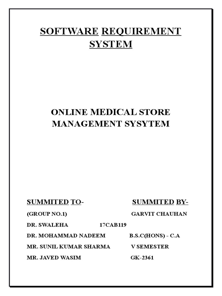 Srs Medical Store | PDF | Use Case | Databases