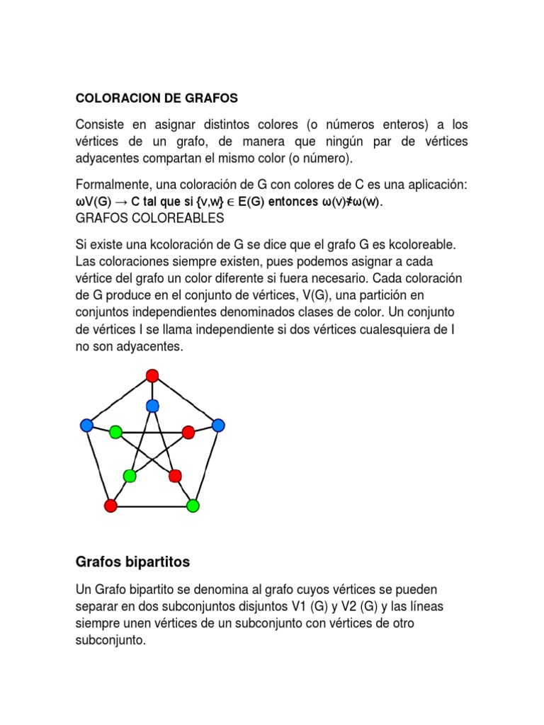 Coloración y grafos bipartitos | PDF | Teoría de grafos | Informática ...
