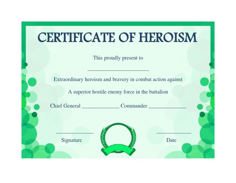 Certificate of Heroism Template | PDF