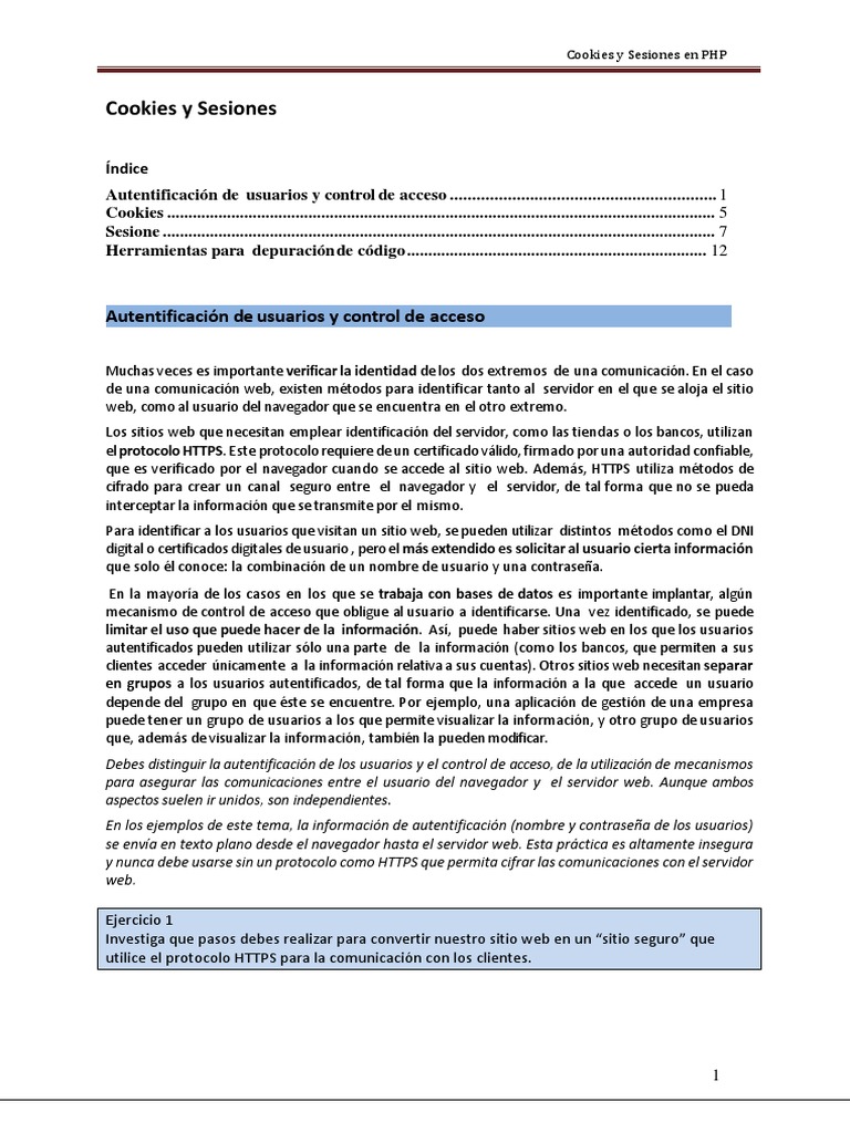 Cookies y Sesiones1 | PDF | Cookie HTTP | Servidor web
