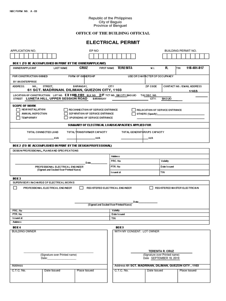 Electrical Permit (For Building Permit) (1) 2 | PDF | Government ...
