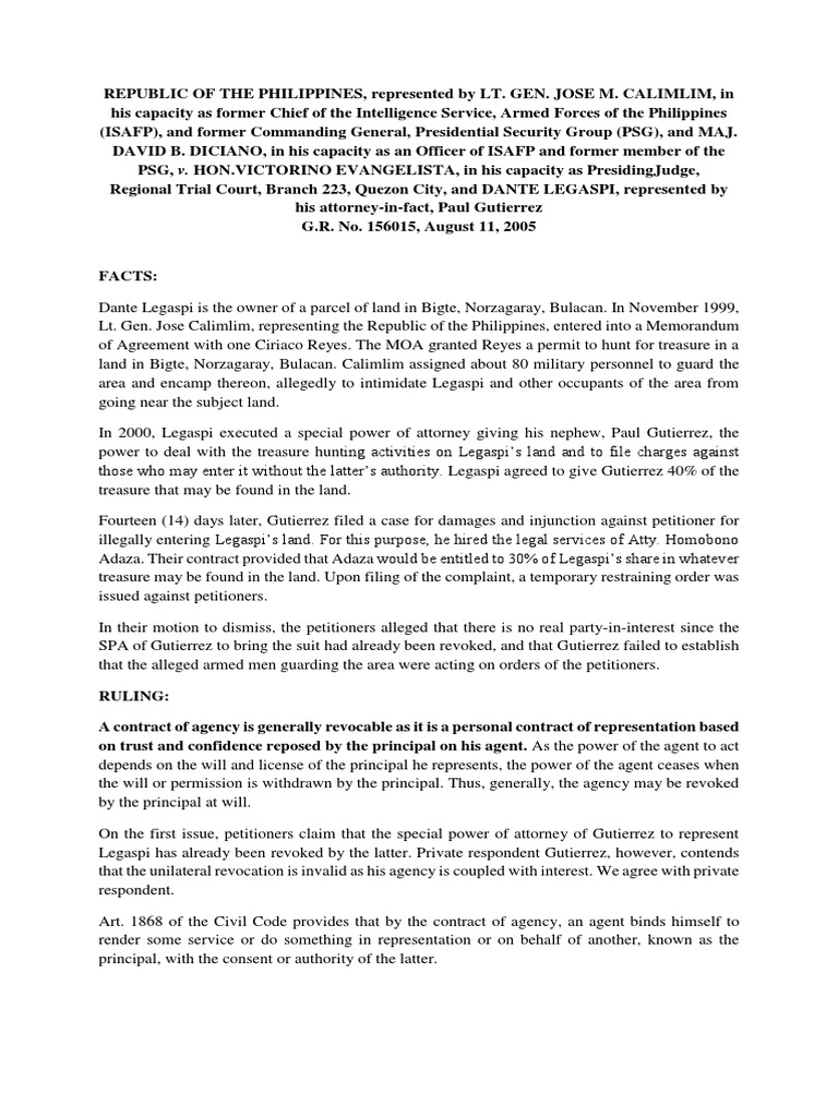 Legaspi vs. Calimlim: Agency Dispute Ruling | PDF | Judiciaries ...