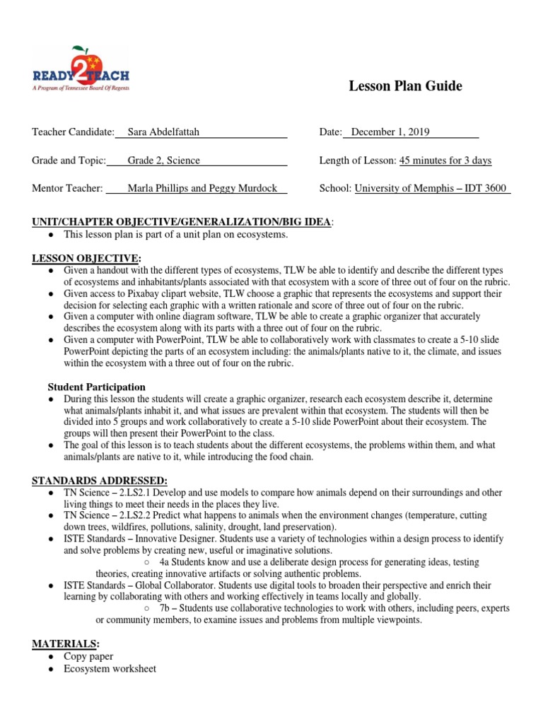 Edtpa Lesson Plan Sara Abdelfattah | PDF | Microsoft Power Point | Learning