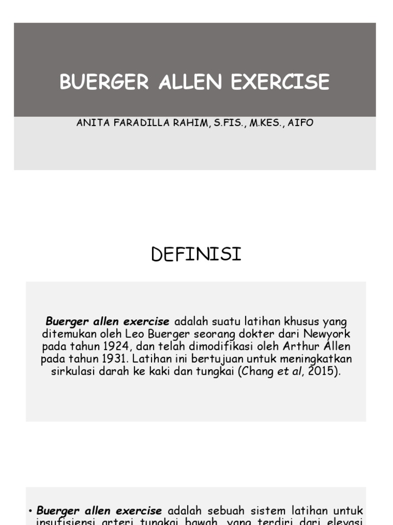 Buerger Allen Exercise | PDF