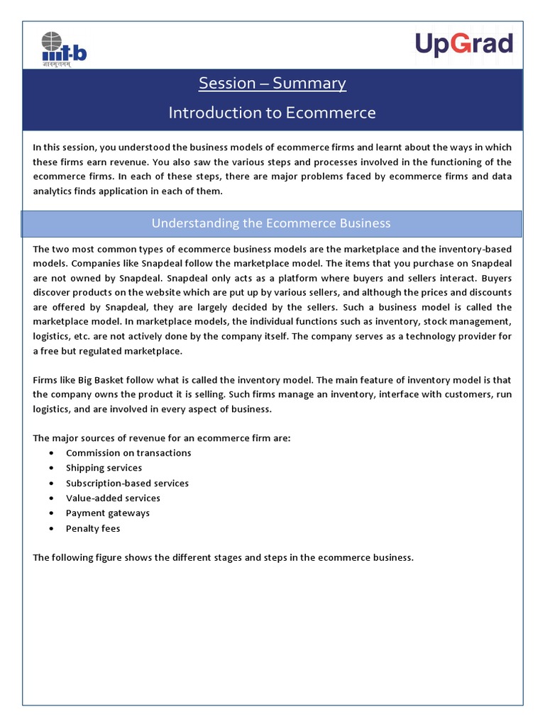Lecture Notes - Introduction To Ecommerce | PDF | E Commerce | Analytics