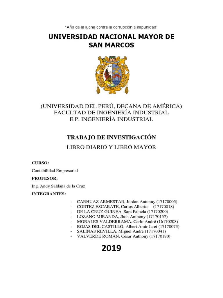 Libro Diario y Libro Mayor - 01 | PDF | Contabilidad | Corporaciones