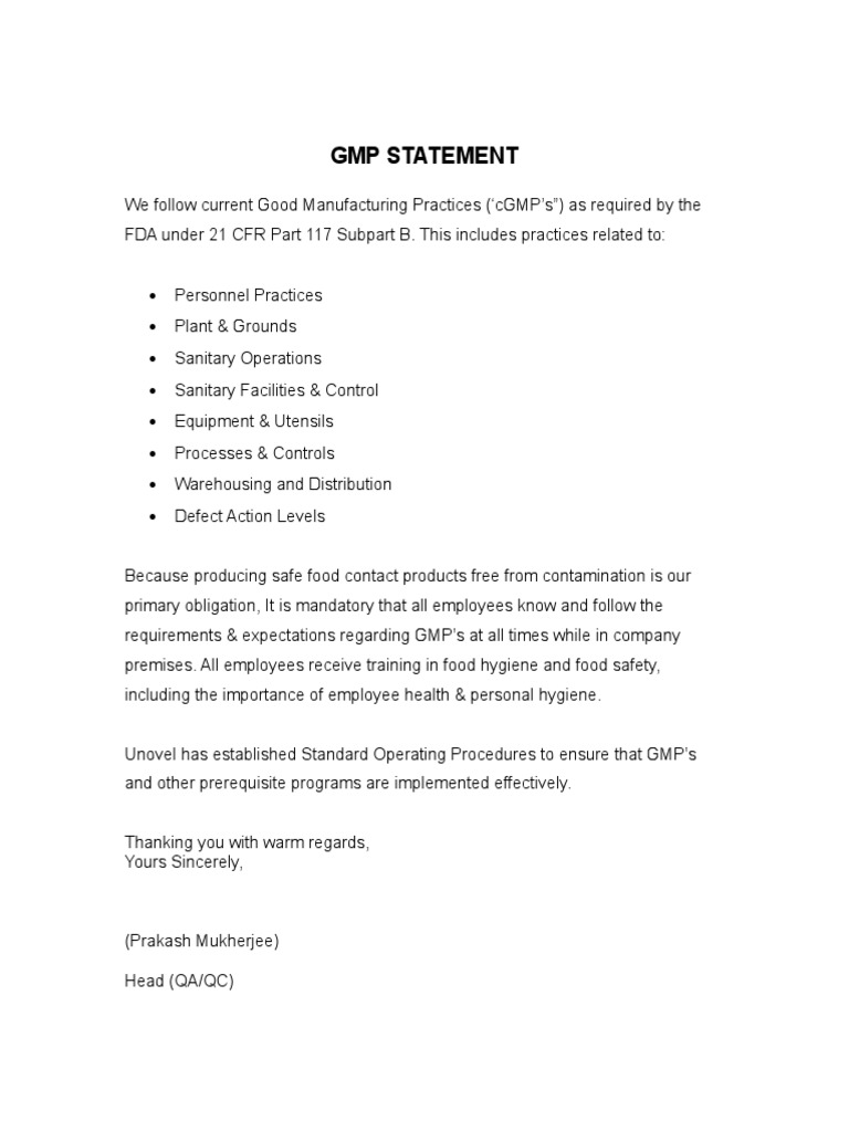 GMP Statement | PDF