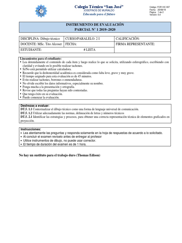 Prueba Dibujo 2 | PDF | Dibujo técnico | Prueba (evaluación)