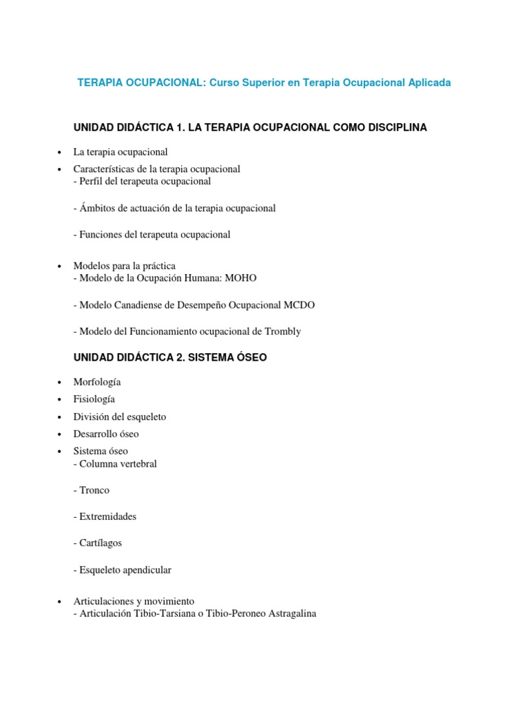 Curso Superior en Terapia Ocupacional | PDF | Terapia ocupacional ...