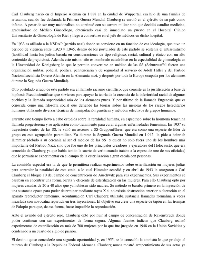 Carl Clauberg | PDF | Alemania nazi | nazismo