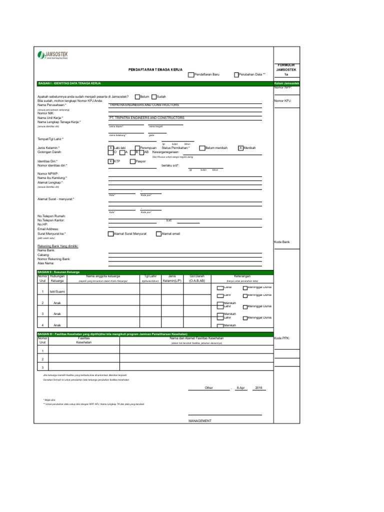 Formulir Daftar BPJS | PDF