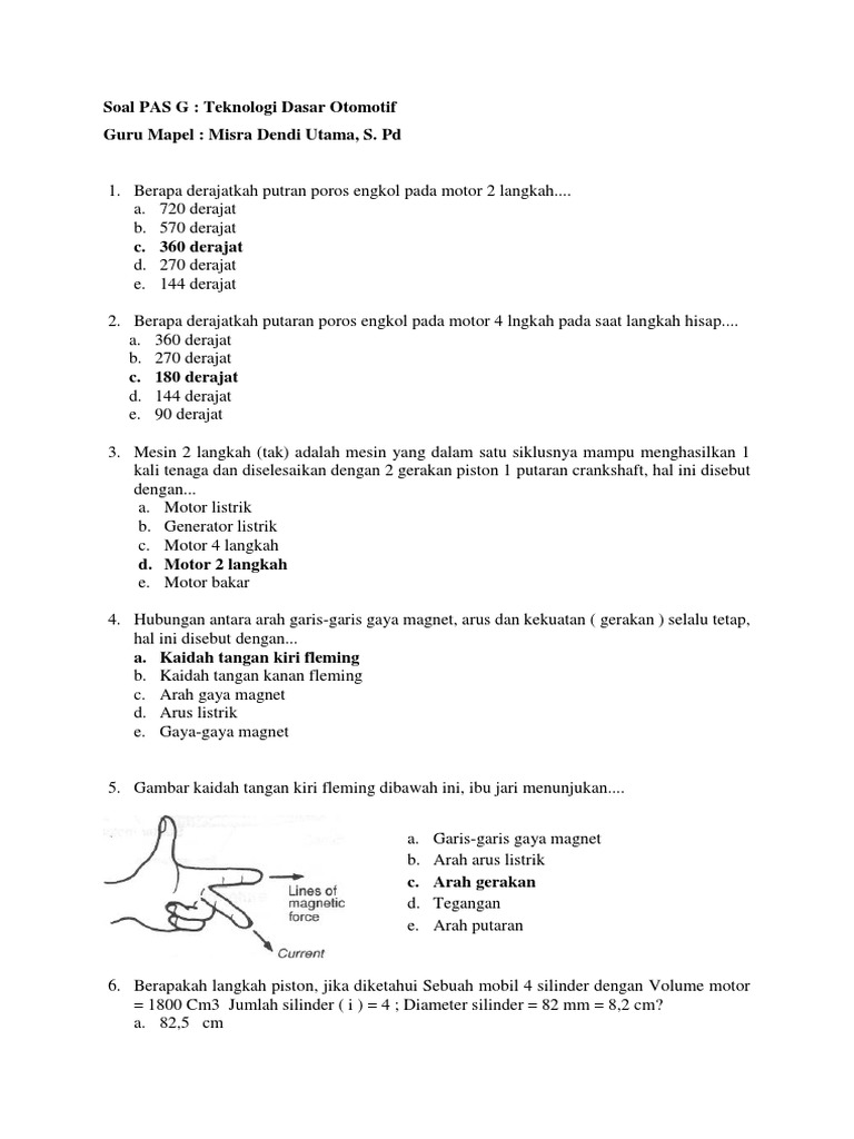 Soal Pas G Tdo Kelas X TKR | PDF
