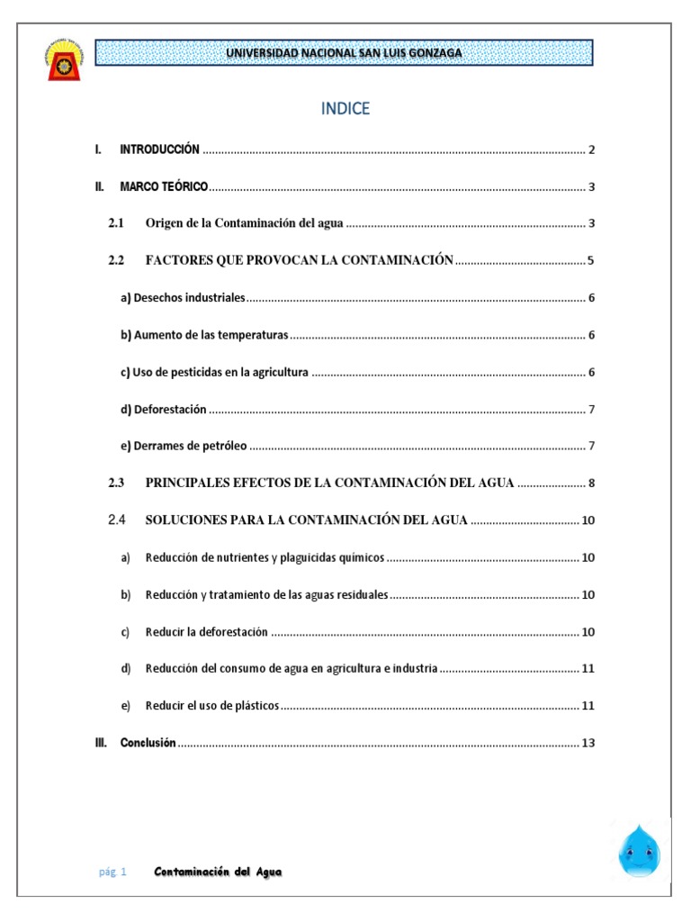 Contaminación Del Agua | PDF | La contaminación del agua | Contaminación