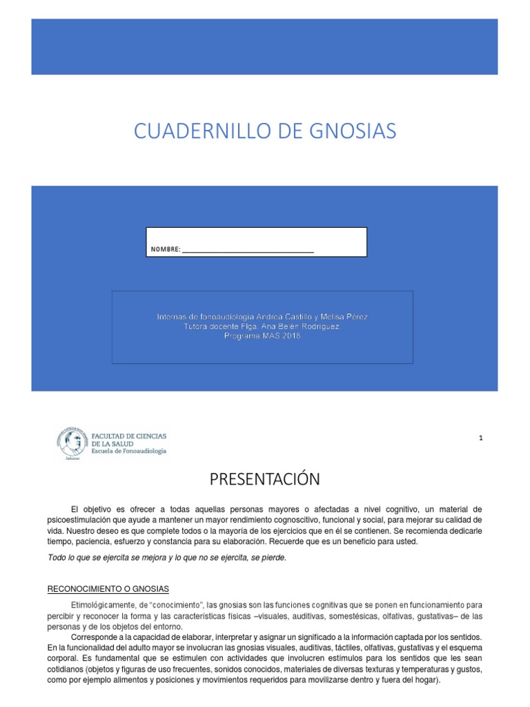 Cuadernillo de Gnosias | PDF | Percepción | Neurociencia