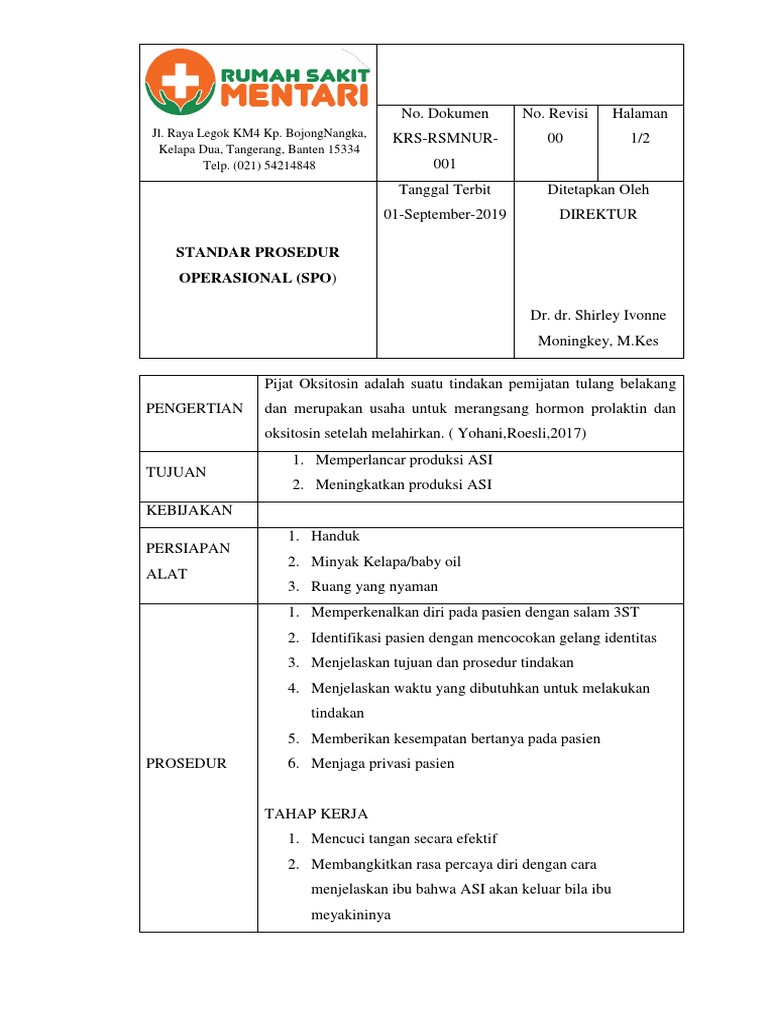 Sop Pijat Oksitosin | PDF