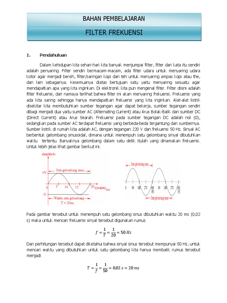 Bahan Ajar Filter Frekuensi | PDF