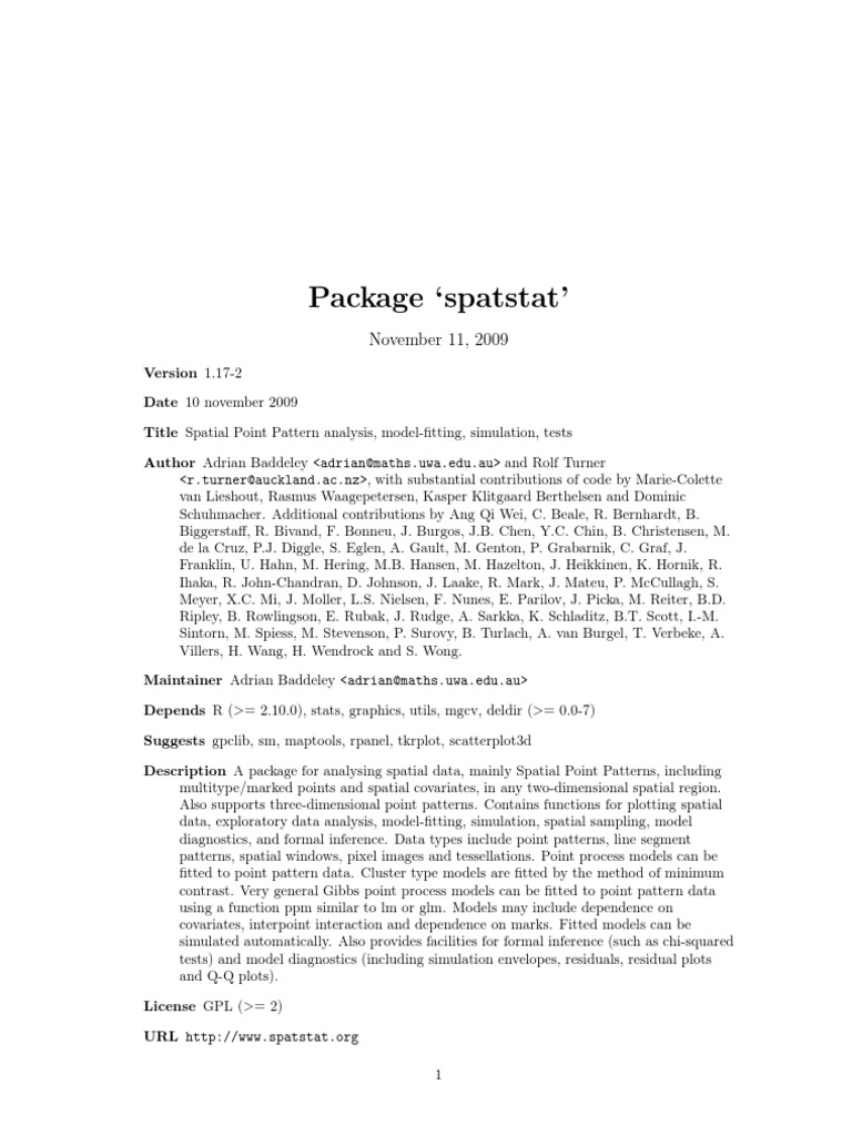 Spat Stat Manual | PDF | Computer Data | Probability And Statistics