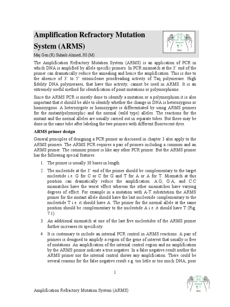 Teknik ARMS PCR | PDF | Polymerase Chain Reaction | Primer (Molecular ...