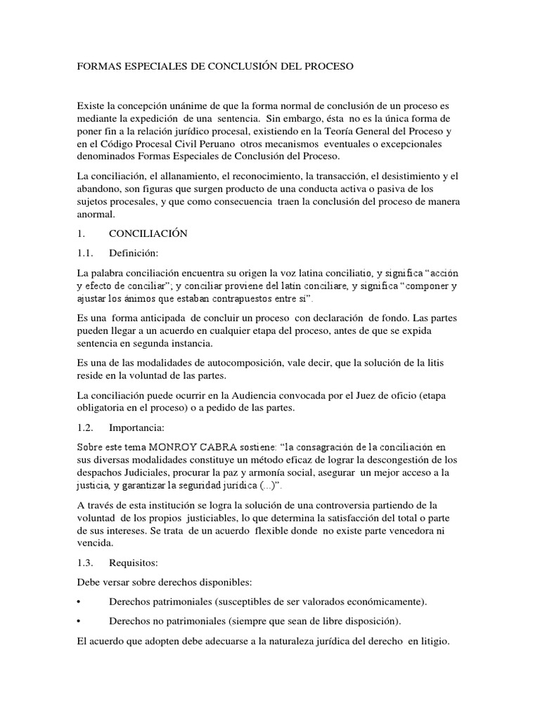 Formas Especiales de Conclusión Del Proceso | PDF | Ley procesal ...