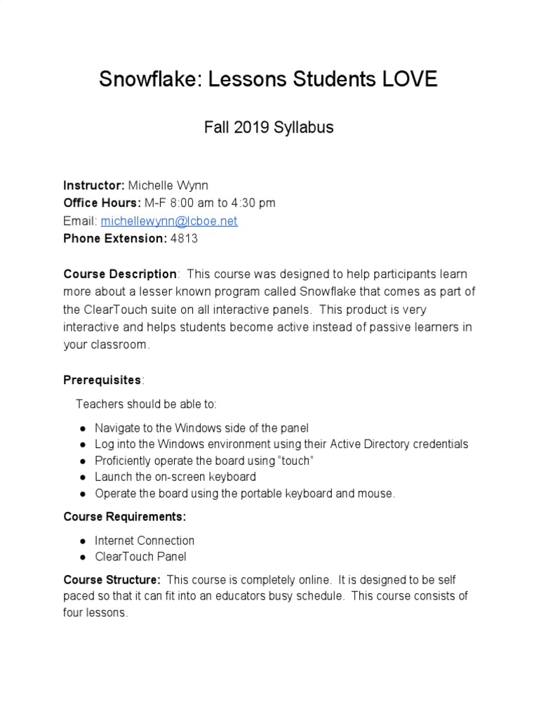 Snowflake Syllabus | PDF | Web Application | Classroom