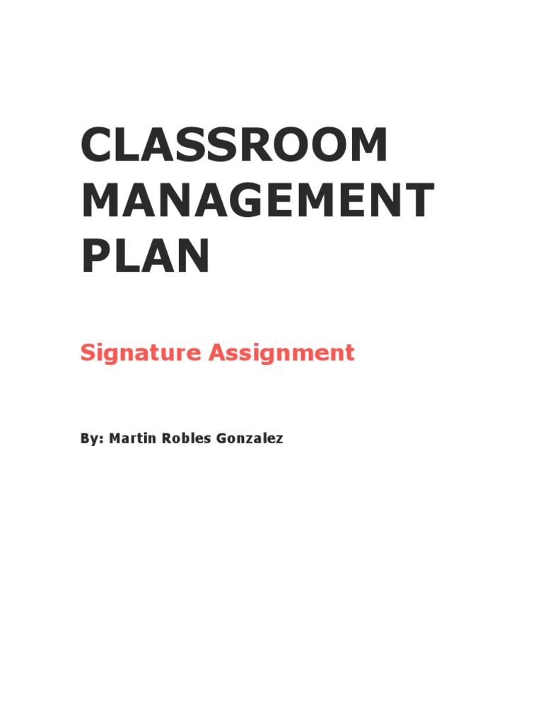 Signature Assignment Classroom Mangement Plan | PDF | Classroom ...