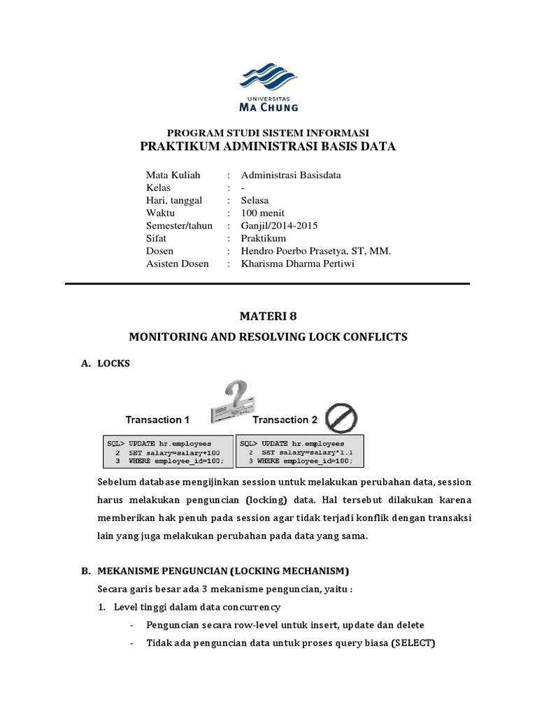 Modul 8 Monitoring and Resolving Lock Conflicts | PDF