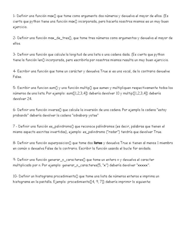 Ejercicios de Phyton Net | PDF | Python (lenguaje de programación) | Función (Matemáticas)