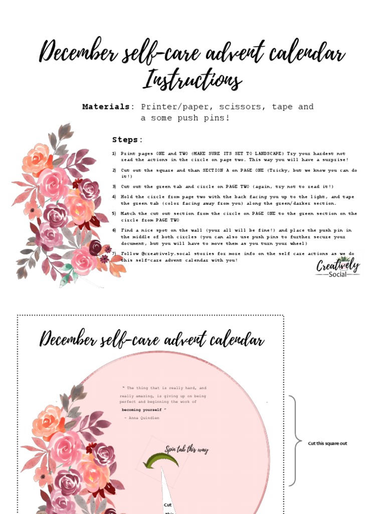 December Self-Care Advent Calendar Guide | PDF