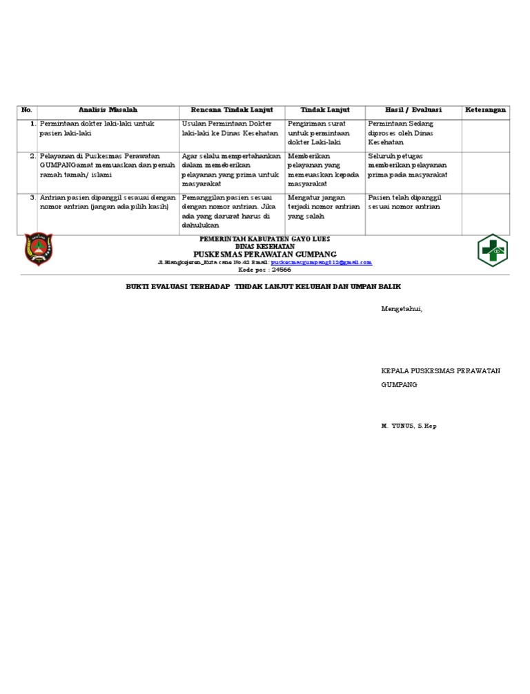 Ep 1.2.6.4 Bukti Evaluasi Tindak Lanjut Keluhan Dan Umpan Balik - 2 | PDF